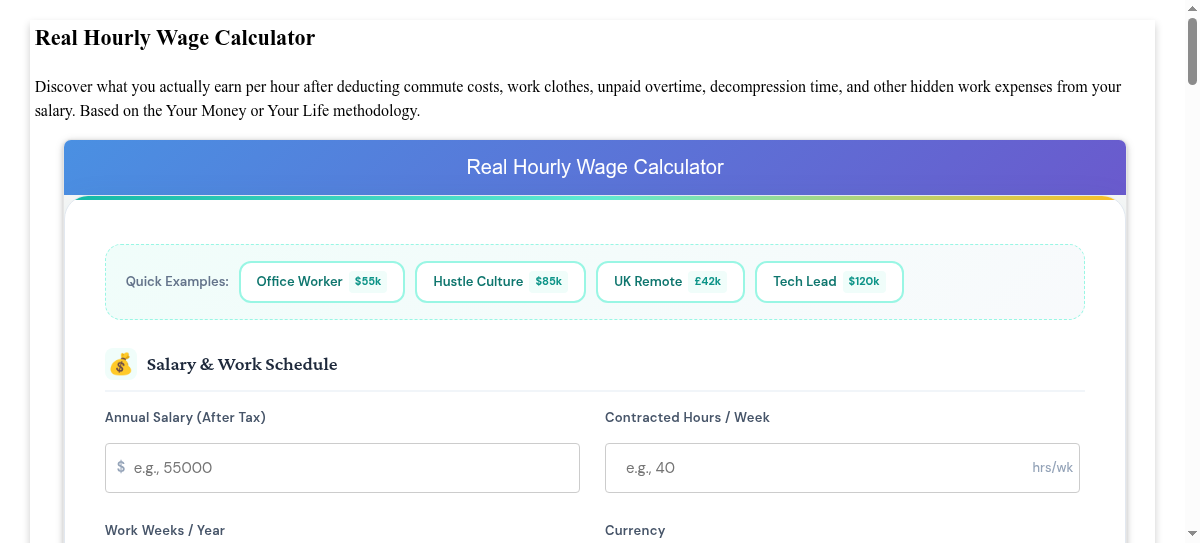 Real Hourly Wage Calculator - What Do You Actually Earn Per Hour?