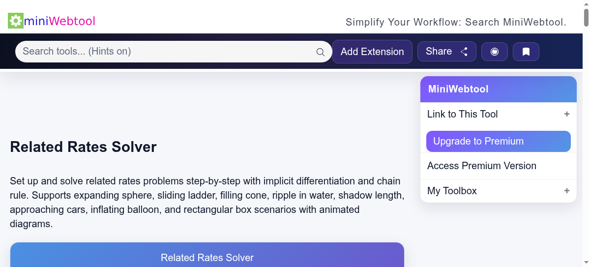 Related Rates Solver - Step-by-Step Implicit Differentiation & Chain ...