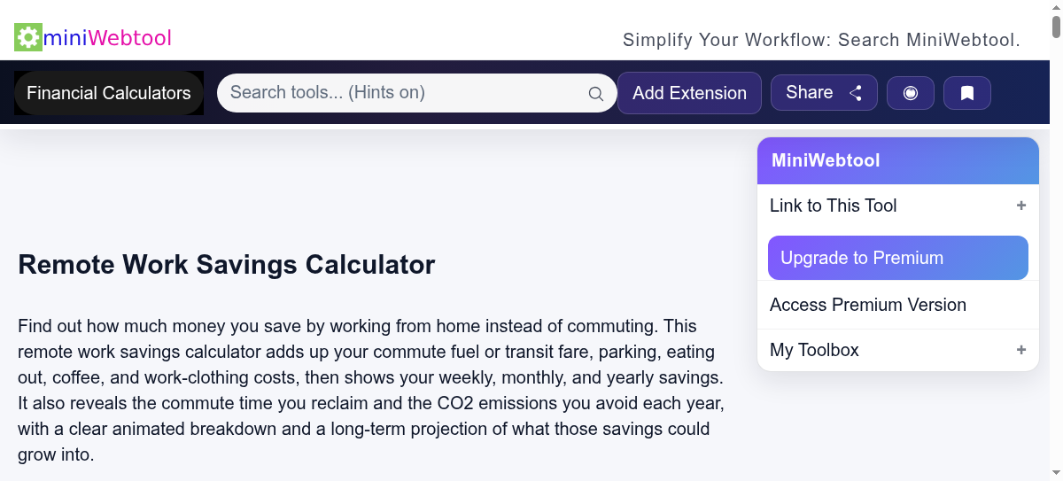 Remote Work Savings Calculator - How Much You Save Working From Home