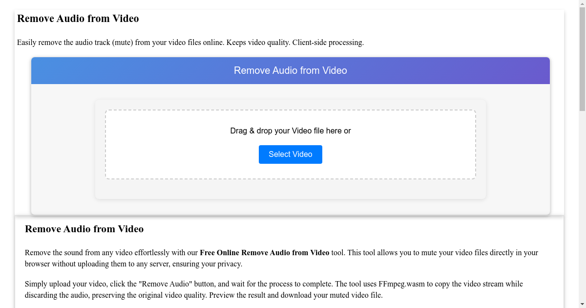Free Online Tool to Remove Audio from Video - Mute Video