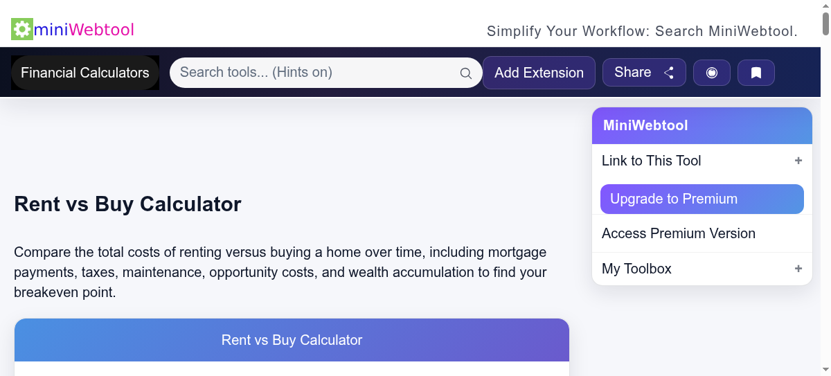 Rent vs Buy Calculator - Compare Lifetime Costs of Renting vs Buying a Home