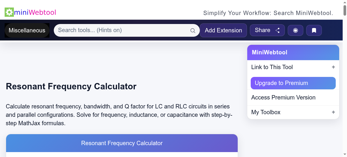 Resonant Frequency Calculator – LC & RLC Circuit Analysis