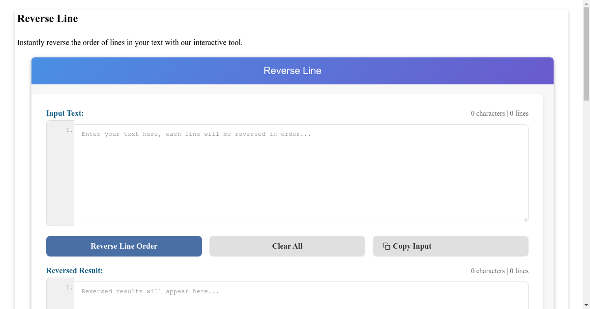 Free Online Reverse Line Tool