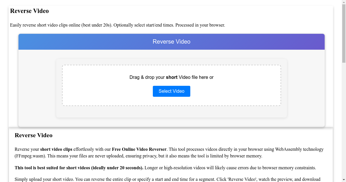 Reverse Video Online - Free Video Reverser Tool (For Short Clips)
