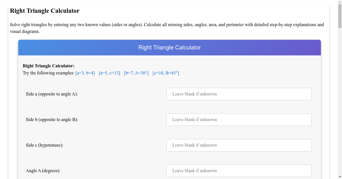 Right Triangle Calculator - Solve Right Triangles with Step-by-Step ...