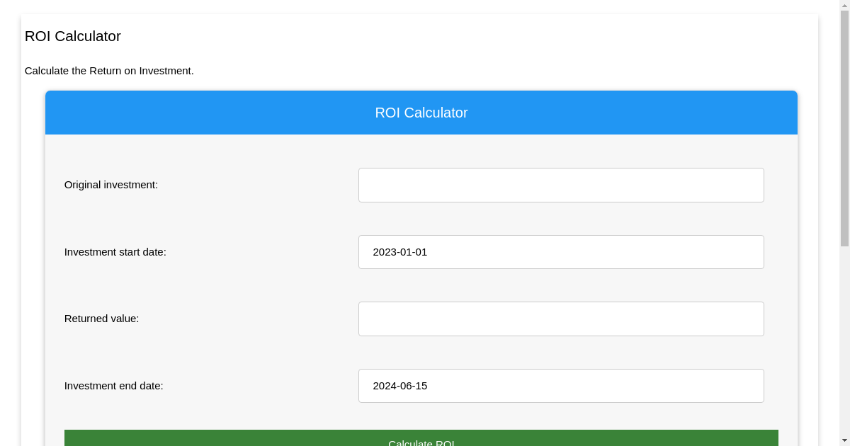 ROI Calculator - Calculate Return on Investment