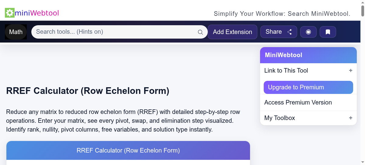 RREF Calculator - Reduced Row Echelon Form with Steps