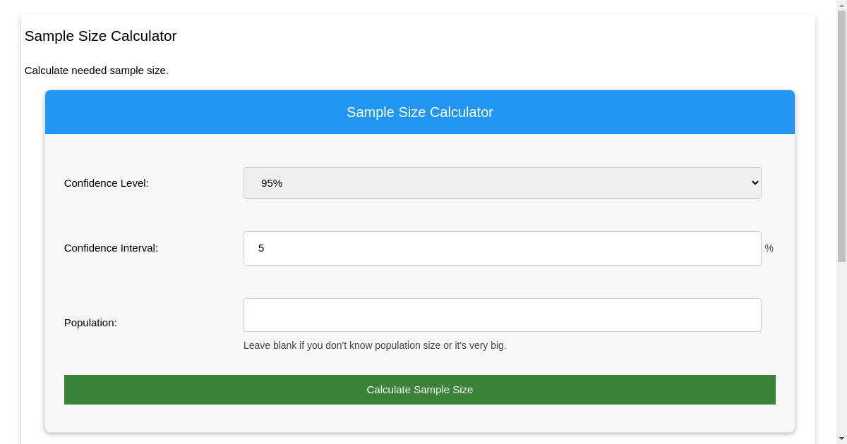 Sample Size Calculator