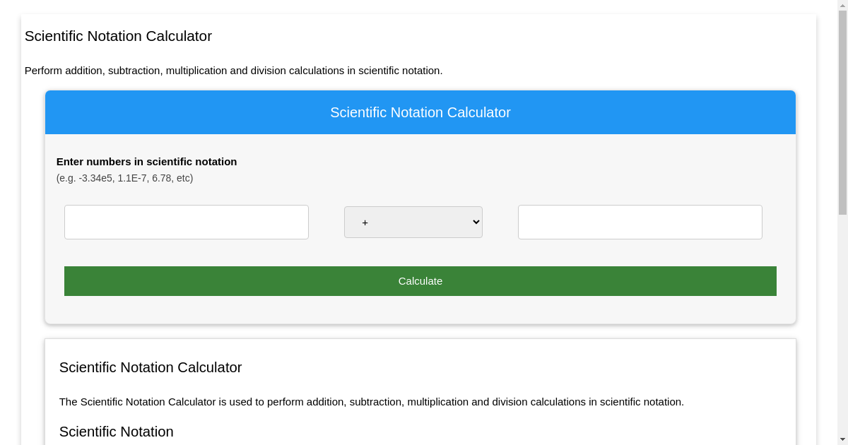 Scientific Notation Calculator