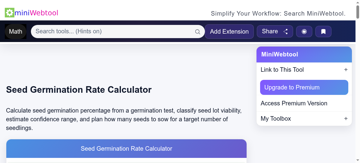 Seed Germination Rate Calculator - Seed Viability Test Percentage