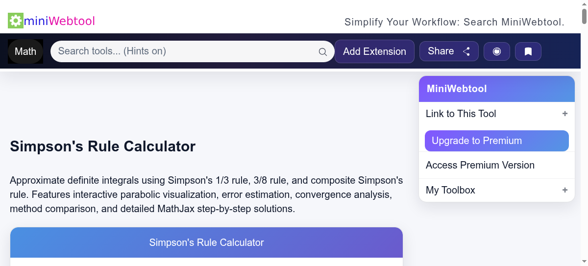 Simpson's Rule Calculator - 1/3 & 3/8 Rules with Step-by-Step Solutions