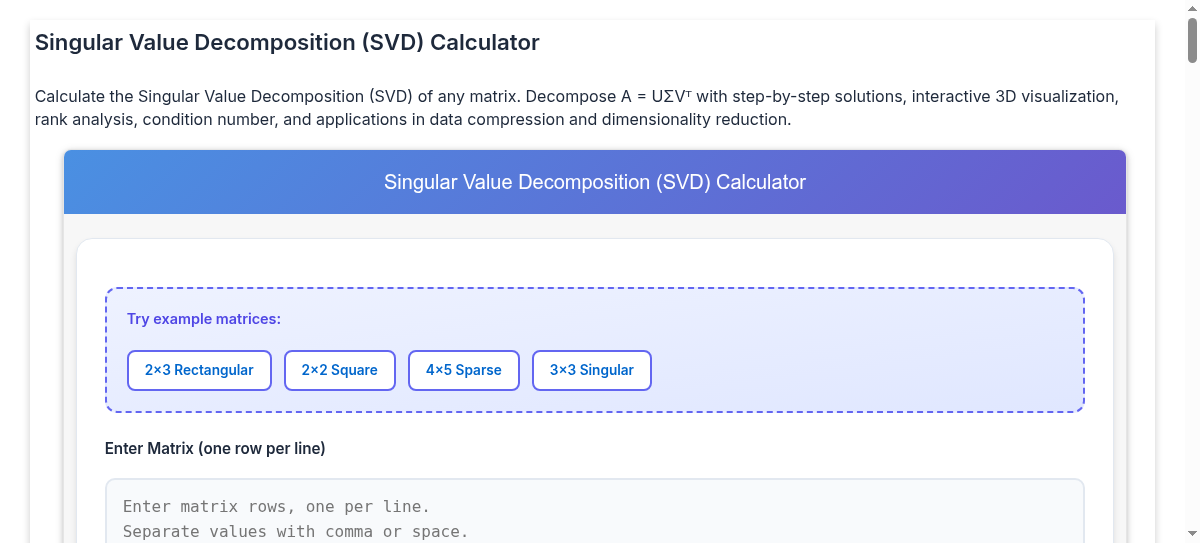 SVD Calculator - Singular Value Decomposition with Step-by-Step ...