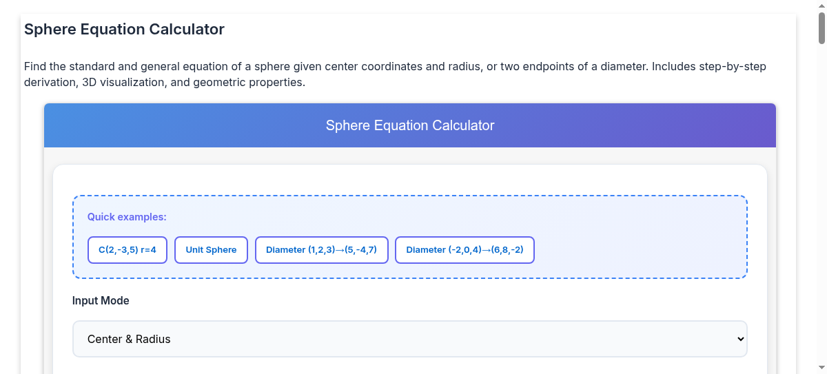 Sphere Equation Calculator - Find Standard & General Equation of a Sphere