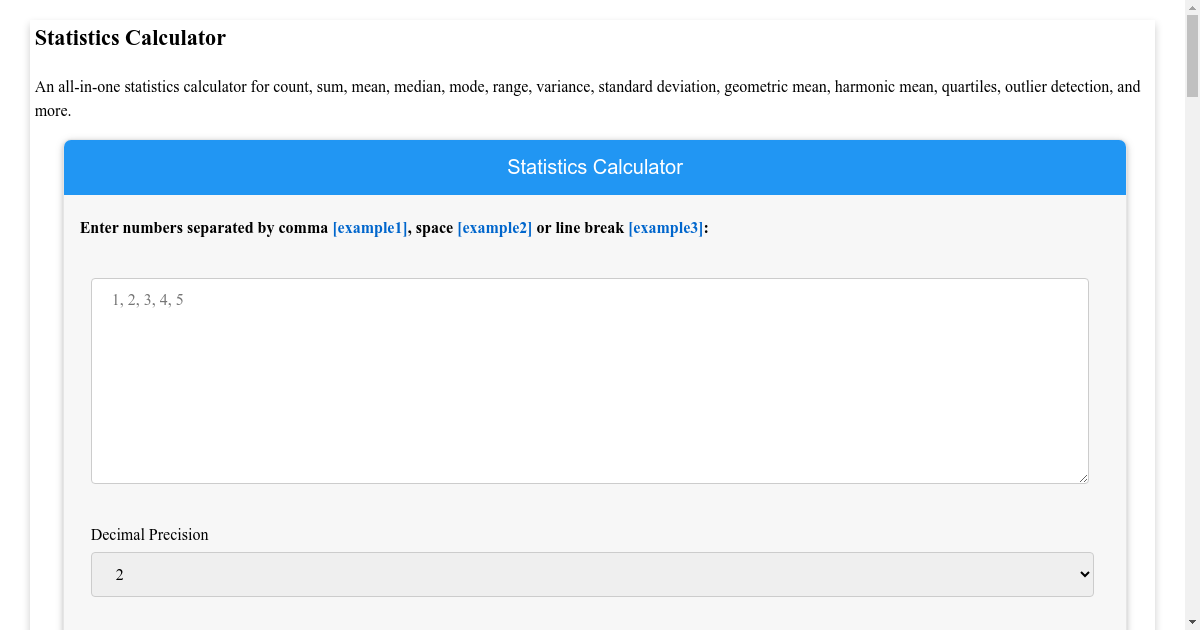 All-in-One Statistics Calculator - Comprehensive Data Analysis Tools
