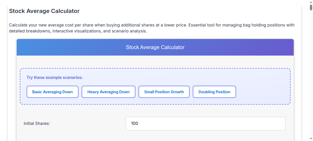 Stock Average Calculator - Calculate Your New Average Cost After ...