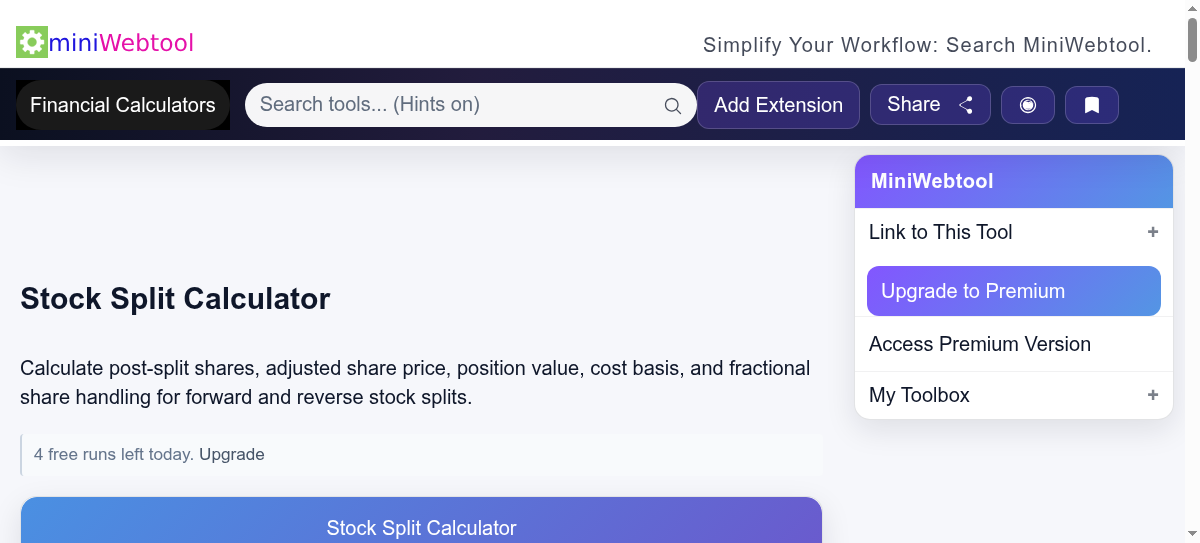 Stock Split Calculator - Calculate Shares and Price After a Split