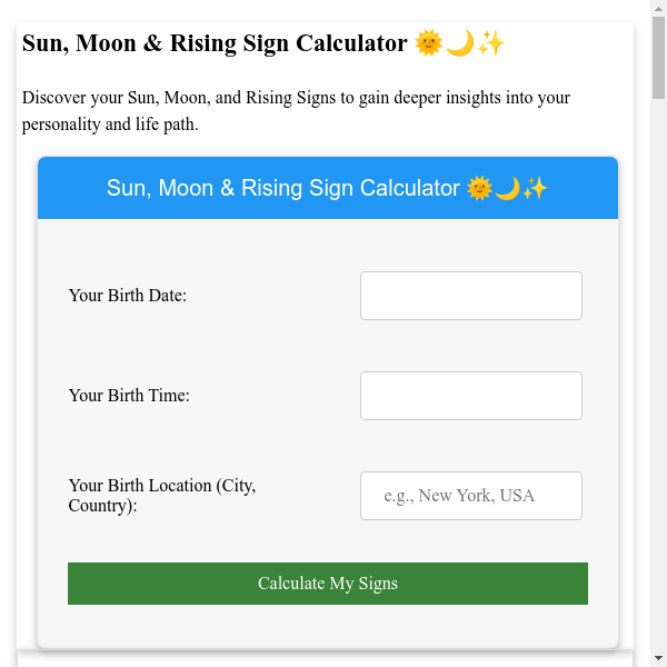 Detailed zodiac sign calculator 60 photos - Astrologytoyou.com