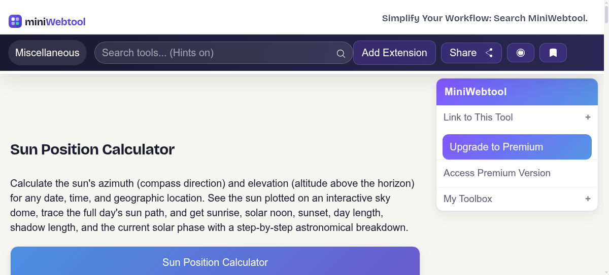 Sun Position Calculator - Solar Azimuth & Elevation for Any Date, Time ...