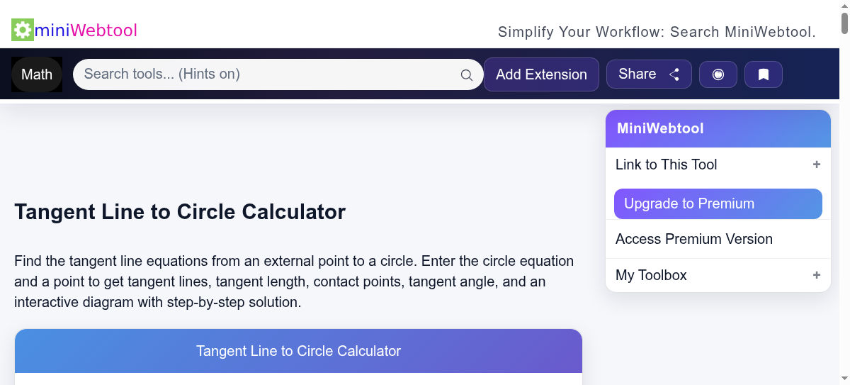 Tangent Line to Circle Calculator - Find Tangent Equations from ...