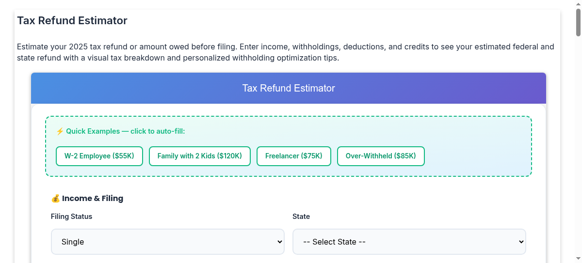 Tax Refund Estimator 2025 - Predict Your Refund or Amount Owed