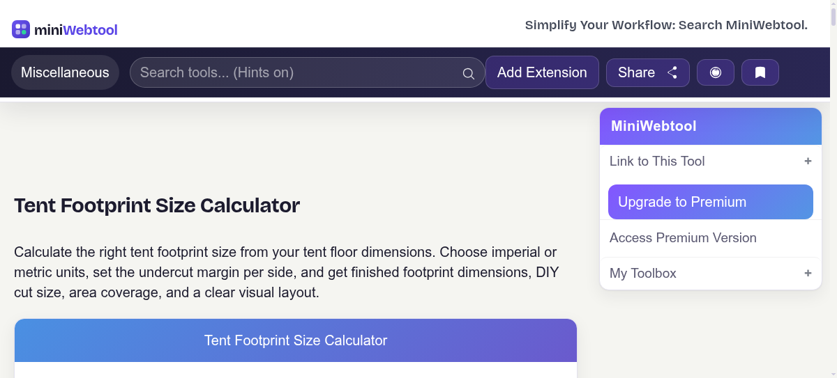 Tent Footprint Size Calculator - Groundsheet Dimensions from Tent Size