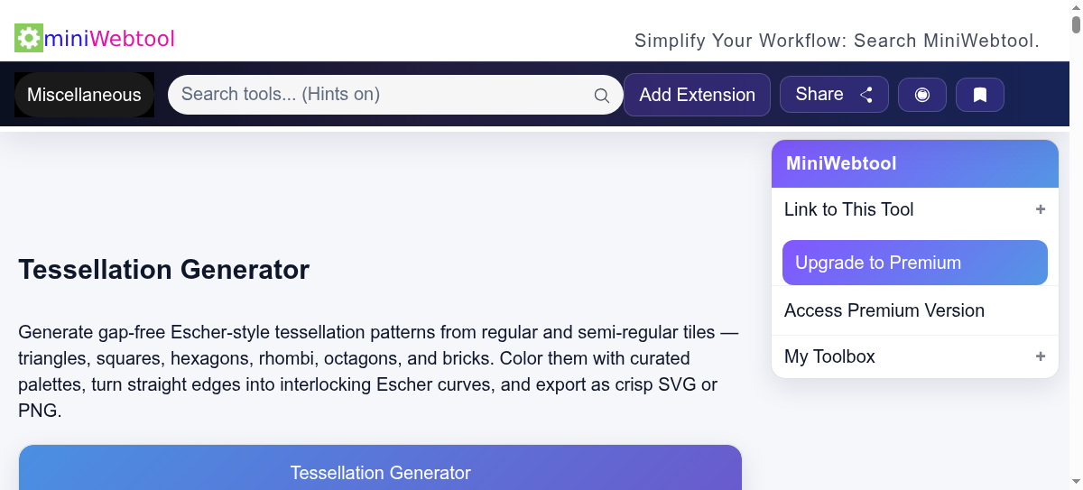 Tessellation Generator - Create Escher-Style Geometric Patterns Online