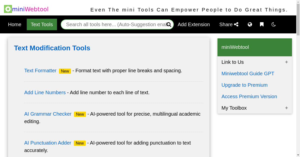 Online Tools and Calculators - Text Modification Tools