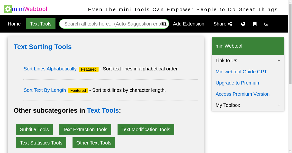Online Tools and Calculators - Text Sorting Tools