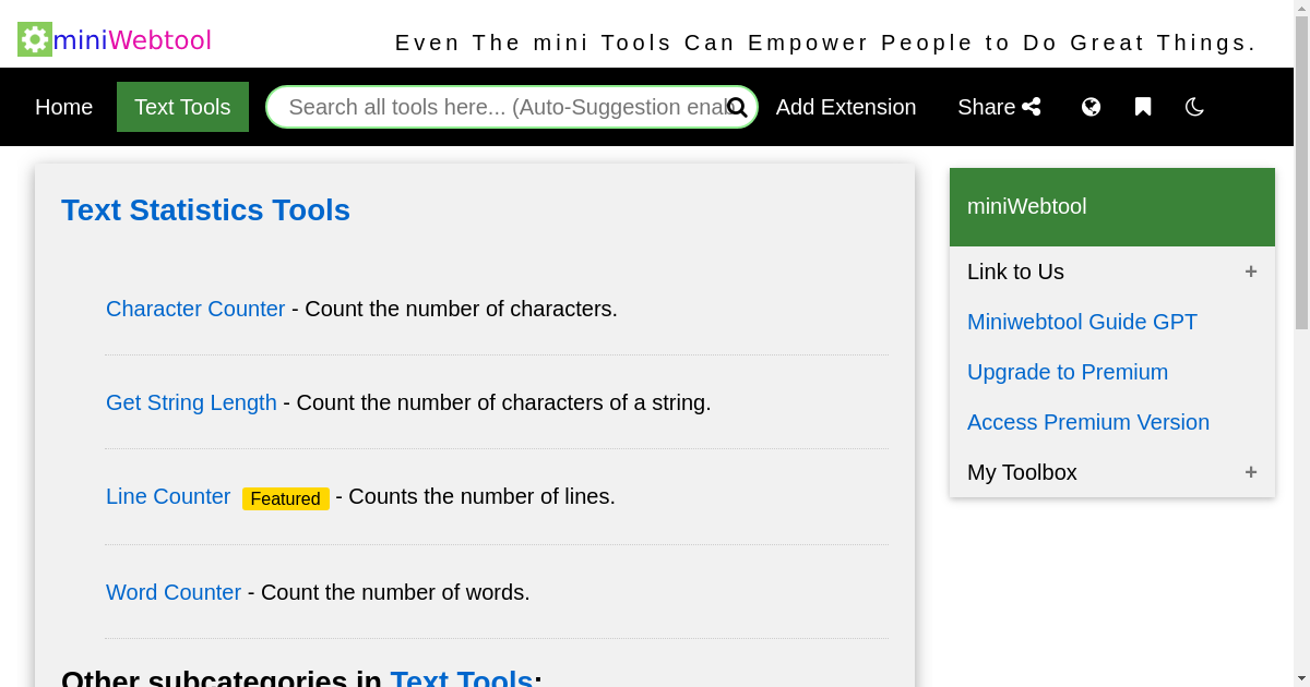 Online Tools and Calculators - Text Statistics Tools