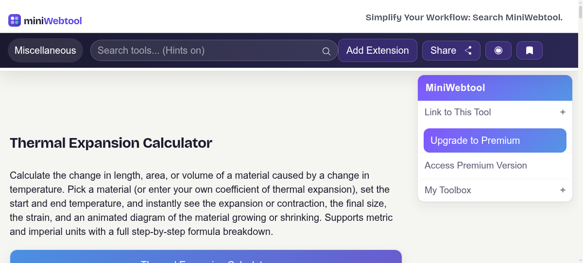 Thermal Expansion Calculator - Linear, Area & Volume Change from ...