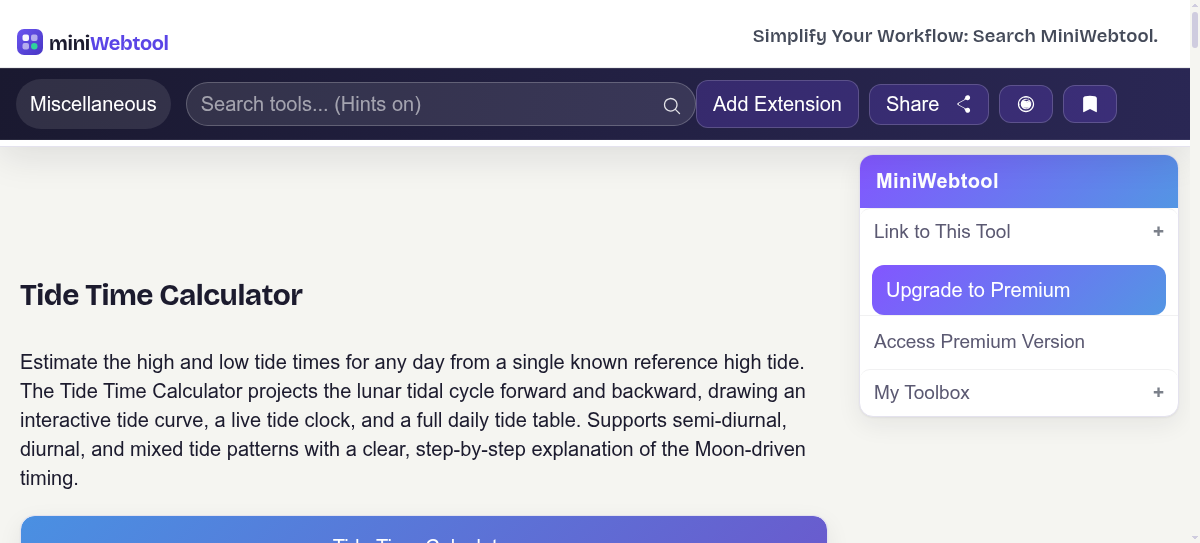 Tide Time Calculator - Predict High & Low Tide Times