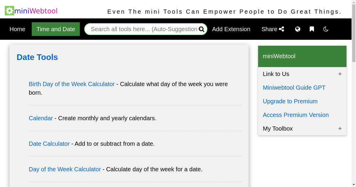Online Tools and Calculators - Date Tools