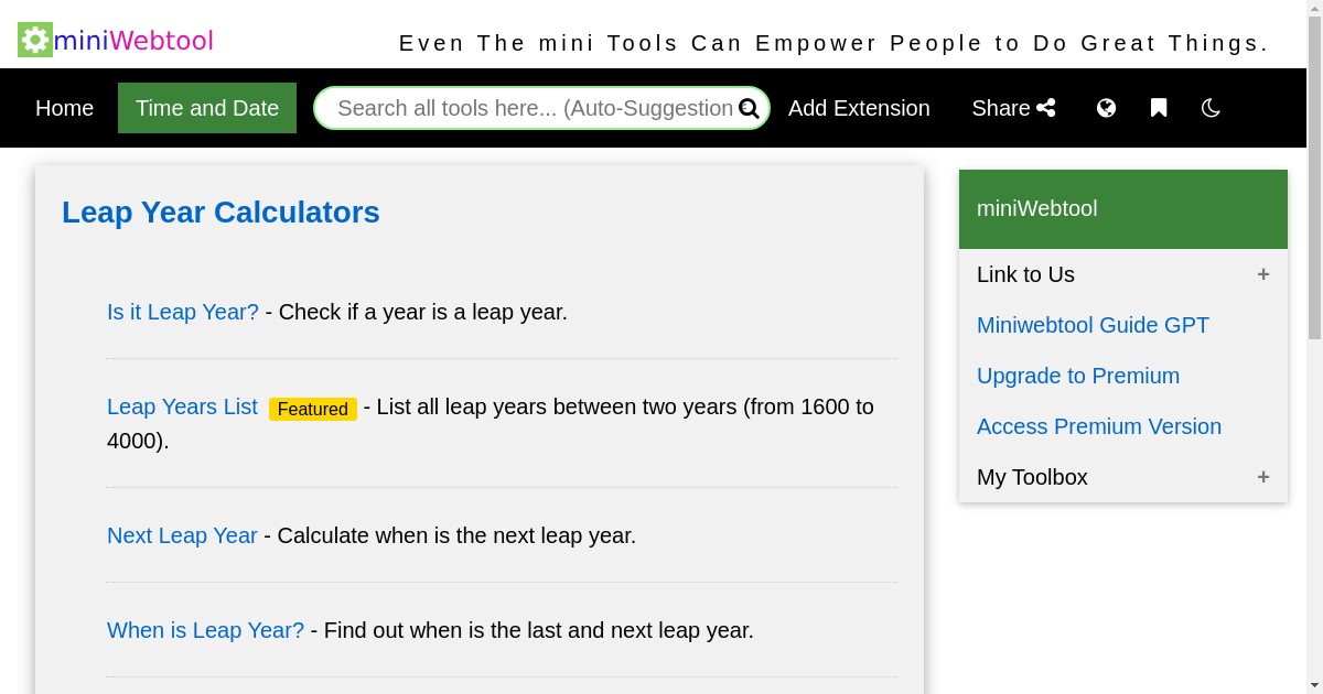 Online Tools and Calculators - Leap Year Calculators