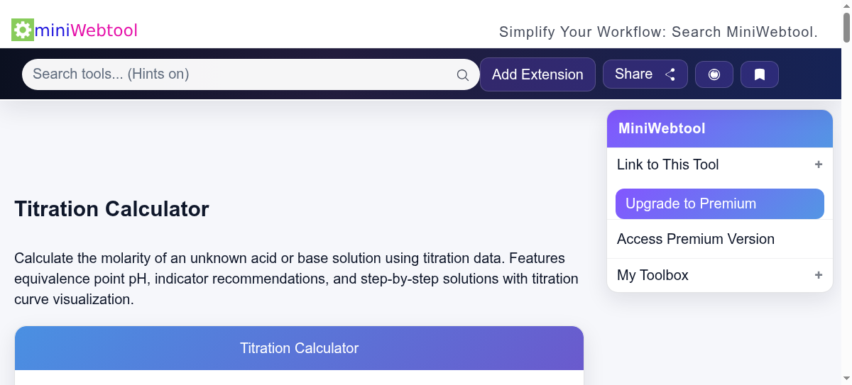 Titration Calculator - Acid-Base Molarity & Equivalence Point Solver
