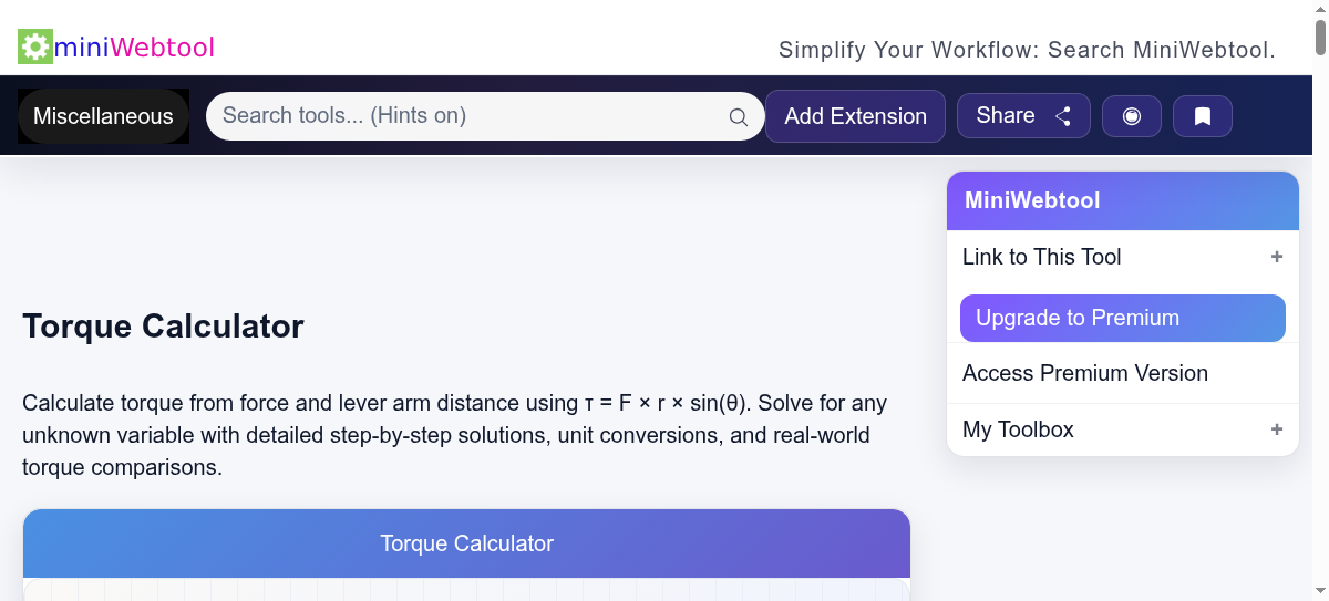 Torque Calculator - Calculate Torque, Force & Lever Arm with Step-by ...