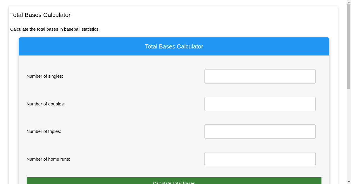 Total Bases Calculator