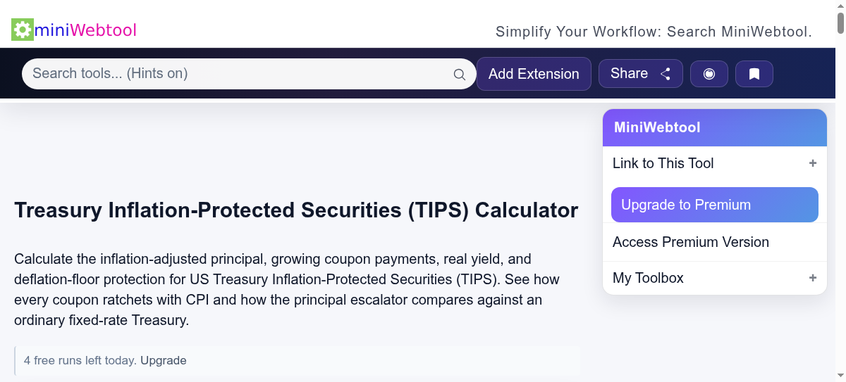 TIPS Calculator - Treasury Inflation-Protected Securities Principal ...