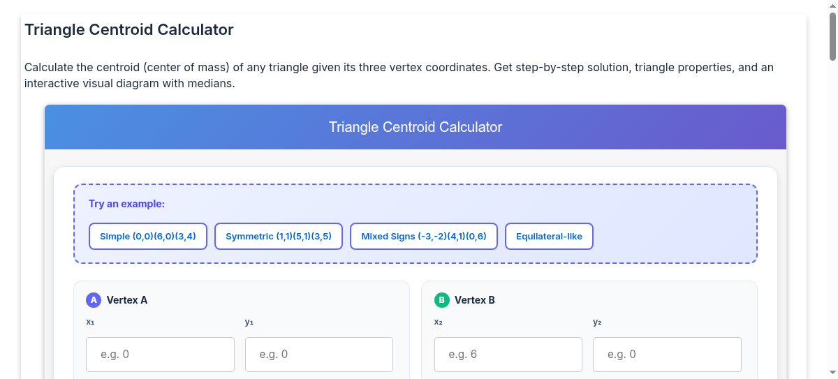 Triangle Centroid Calculator - Find Center of Mass with Interactive ...