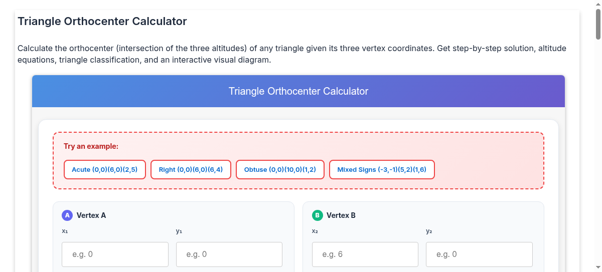 Triangle Orthocenter Calculator - Find Altitude Intersection with ...