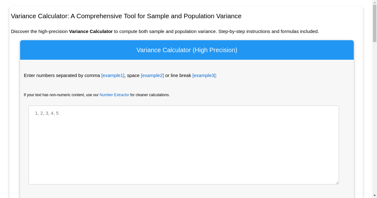Variance Calculator: A Comprehensive Tool for Sample and Population ...