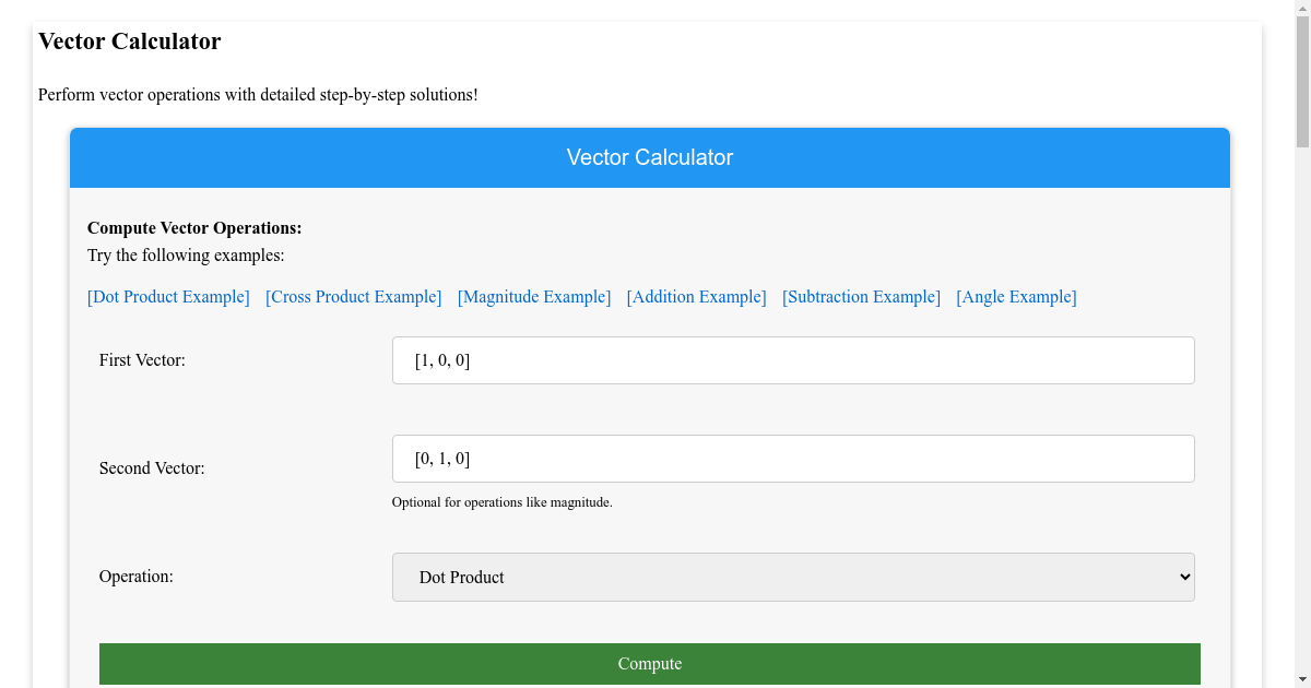 Vector Calculator with Step-by-Step Solutions