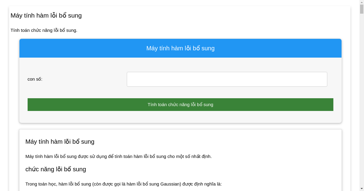 Máy Tính Hàm Lỗi Bổ Sung 