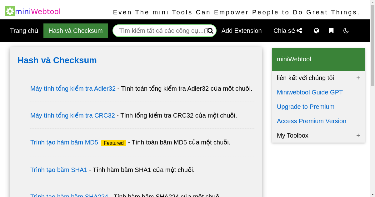 Công cụ và Máy tính - Hash và Checksum