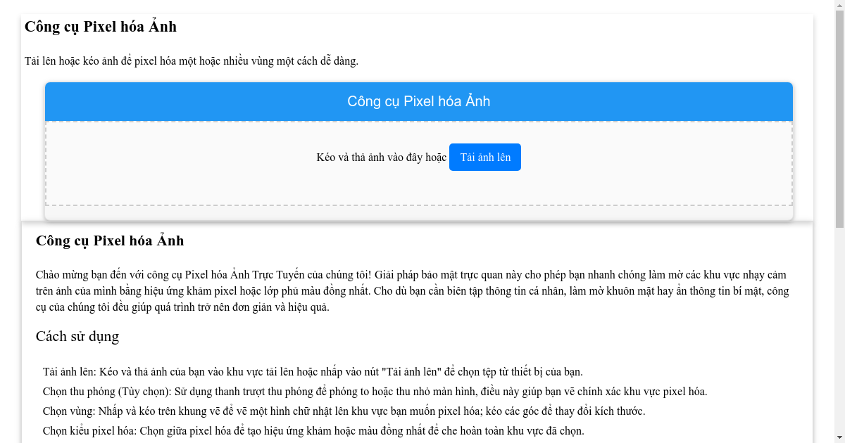 Công cụ Pixel hóa Ảnh Trực Tuyến Miễn Phí