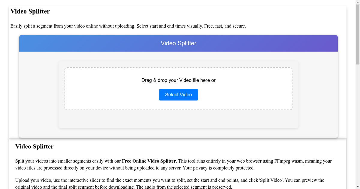 Split Video Online (Free & Client-Side)