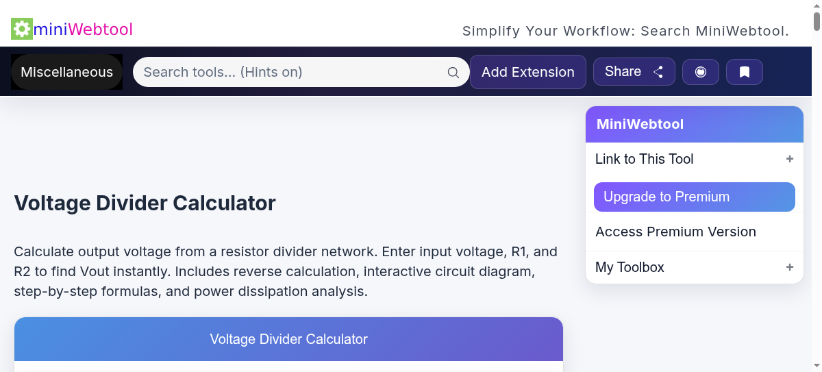 Voltage Divider Calculator - Resistor Divider Network Output Voltage ...