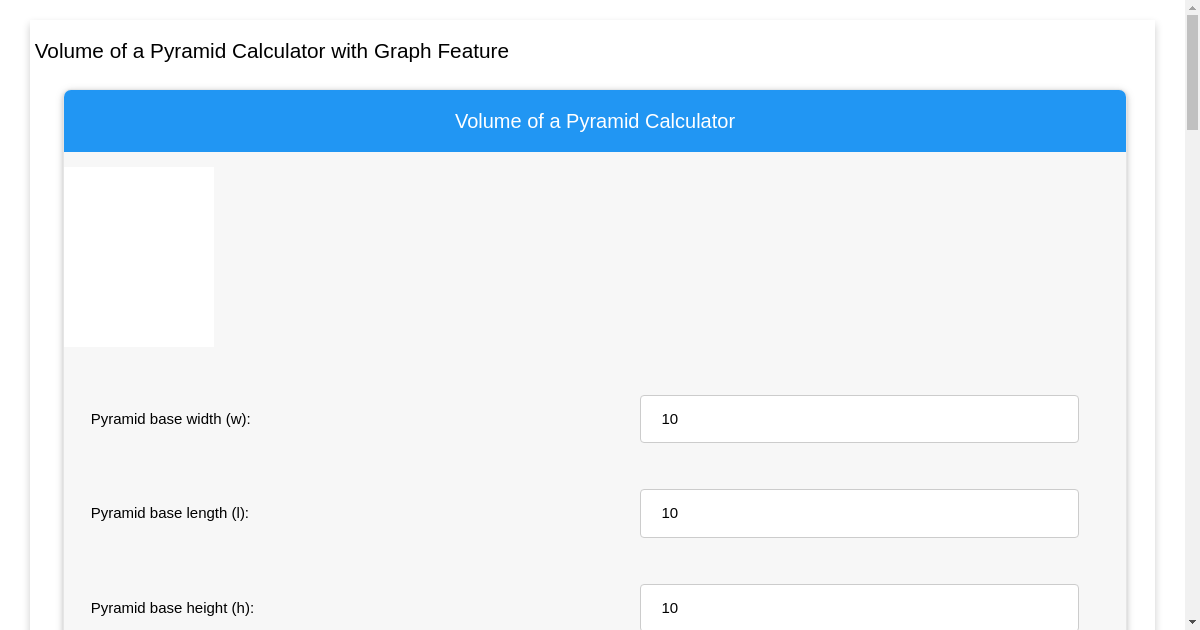 Volume of a Pyramid Calculator with Graph Feature