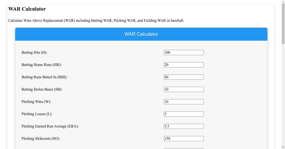 WAR Calculator