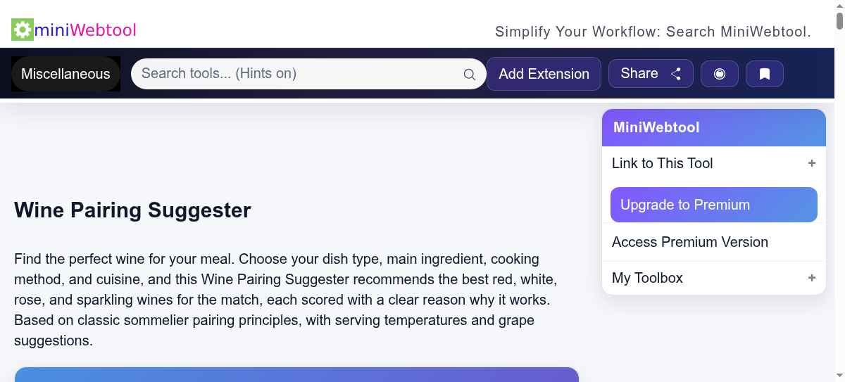 Wine Pairing Suggester - Find the Perfect Wine for Any Dish