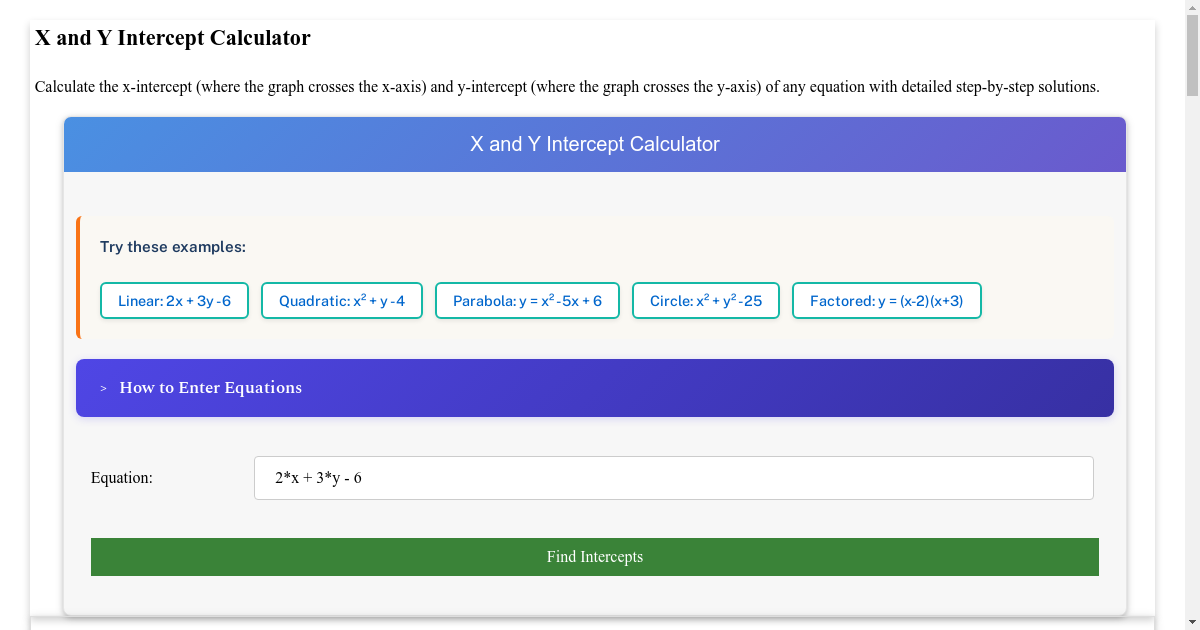 X and Y Intercept Calculator - Find X-Intercepts and Y-Intercepts Step ...